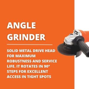 Fein Handy Compact Angle Grinder Tool with 5-8/11" Mounting Thread and 4-1/2" Grinding Wheel - Metal/Plastic, 820 W, 12,500 RPM - WSG 7-115 PT/72223160120