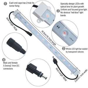 Grow Light Strip Kit 45W, 4 pcs 16 Inches LED Grow Light Strips with Extension Cables, Mounting Accessories for Greenhouse, Grow Shelf. Perfect for Indoor Growing-(4-Strip-Kit)