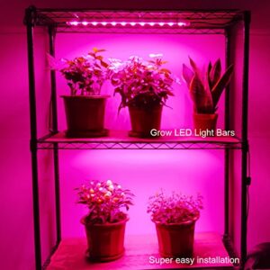 Grow Light Strip Kit 45W, 4 pcs 16 Inches LED Grow Light Strips with Extension Cables, Mounting Accessories for Greenhouse, Grow Shelf. Perfect for Indoor Growing-(4-Strip-Kit)