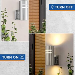 TENGXIN Outdoor Wall Light Fixture, Modern Outdoor Wall Sconce with Stainless Steel Cylinder,E26 Socket,IP65 Waterproof,UL Listed.Brushed Nickel