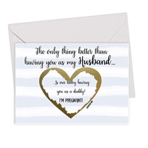 Pregnancy Reveal Scratch Off Card for Husband, New Baby Announcement for Hubby from Wife, I'm Pregnant Card, New Daddy Baby on the Way (Husband (stripes))