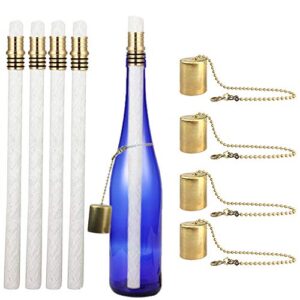 ericx light wine bottle torch kit 4 pack, includes 4 long life torch wicks ,brass torch wick holders and brass caps - just add bottle for an outdoor wine bottle torch