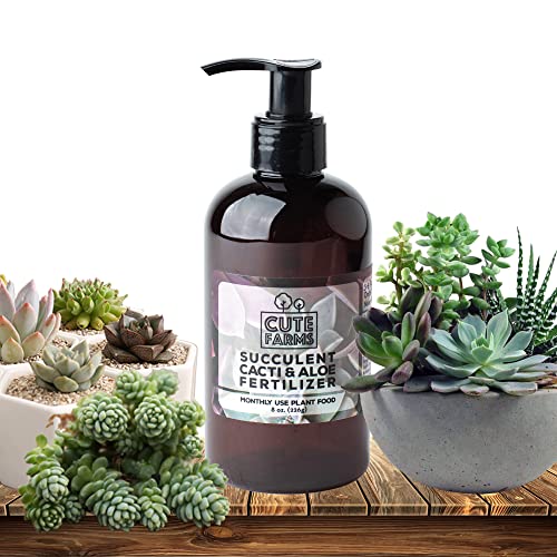 Cute Farms Succulent, Cacti, & Aloe Fertilizer | Gentle Monthly Use Formula Plant Food (Two - 8 oz. Bottles)