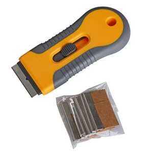 Retractable Razor Blades Scraper for Window Film Glass Glue Removing 5pcs Extra Replaceable Razor Blades