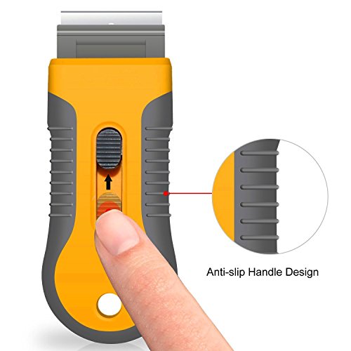 Retractable Razor Blades Scraper for Window Film Glass Glue Removing 5pcs Extra Replaceable Razor Blades