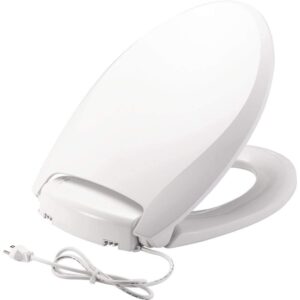 bemis radiance heated night light toilet seat will slow close and never loosen, elongated, long lasting plastic, white, h1900nl 000