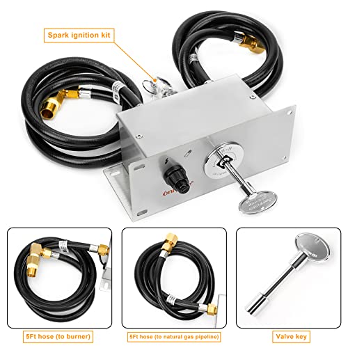 Onlyfire All-in-One Natural Gas Fire Pit Ignition System Kit (Includes Electronic Igniter, Key Valve, PVC Hose, Fittings)