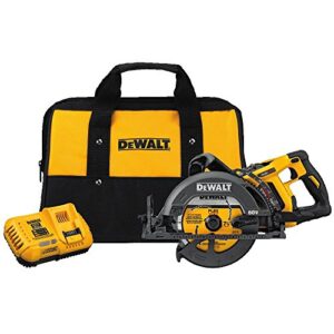 dewalt flexvolt 60v max* circular saw for framing kit, 7-1/4-inch, 6.0-ah battery (dcs577t1)