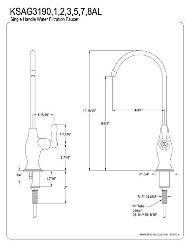 Kingston Brass KSAG3195AL Restoration Water Filtration Faucet, Oil Rubbed Bronze, 2 x 4.75 x 10.94