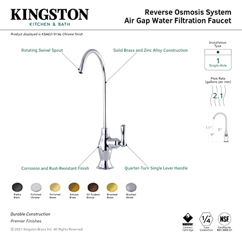 Kingston Brass KSAG3195AL Restoration Water Filtration Faucet, Oil Rubbed Bronze, 2 x 4.75 x 10.94