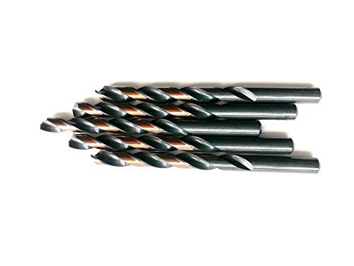 5PCS,3/8", HSS Jobber Length Black and Gold Coated Twist Drill Bits, Metal drill, ideal for drilling on mild steel, copper, Aluminum, Zinc alloy etc. (3/8)