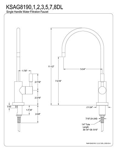 Kingston Brass KSAG8195DL Concord Water Filtration Faucet, Oil Rubbed Bronze