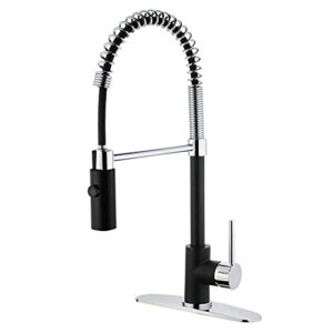 kingston brass ls8777dl concord pre-rinse kitchen faucet, matte black/polished chrome