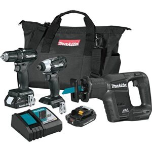 makita cx300rb 18v lxt lithium-ion sub-compact brushless cordless 3-pc. combo kit (2.0ah), black