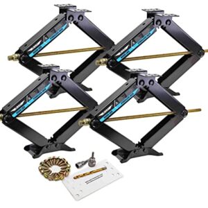 Set 4 LIBRA 9K lb Heavy Duty 24" RV Trailer Camper Stabilizer Leveling Scissor Jacks w/Dual Power Drill Sockets & Complete Set of Mounting Hardware -Model# 26098