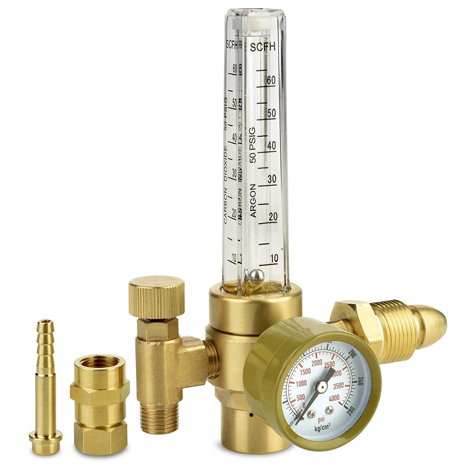 Argon CO2 Regulator - Welding Gas Flowmeter For TIG MIG - Brass Construction Flow Meter For Argon and CO2 Welder Tanks CGA580