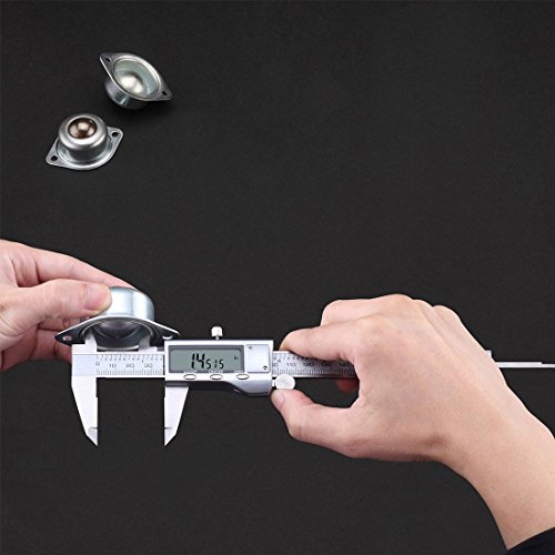 REXBETI Digital Caliper 6 Inch Measuring Tool Stainless Steel Inch/MM/Fractions, Electronic Vernier Calipers Gauge for Woodworking Jewelry, Polished Silver