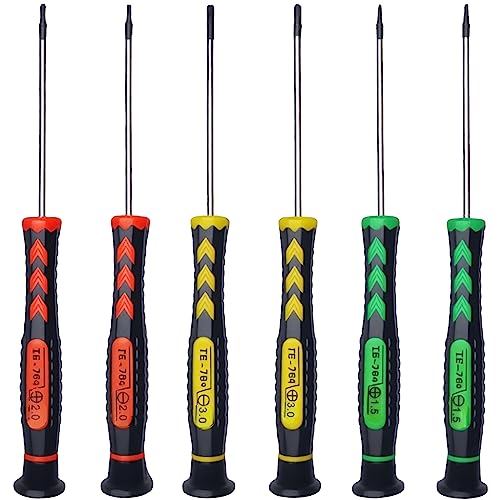 Screwdriver SET OF 6 - Magnetic Flathead and Phillips With NON-SKID Handle in Different SIZES / COLORS - Professional Repair Tool Kit For Electronics/ iPhone/ PC/ Jewelry/ Watch/ Eyeglass