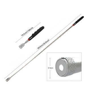 Magnetic Telescoping Pick Up Tool, Preciva Magnetic Picking Tool with LED Flashlight Retriever Wand 19.5 to 68 CM Telescopic Magnet Stick(ONE PACK)