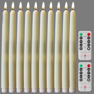 10pack flameless taper candles, ivory wax coverd, 11-inch, led battery flickering candle with 2 remote controls, timer, for candle holders and candlesticks, for wedding, christmas, patry, hotel