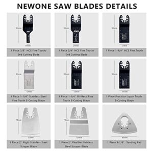 NEWONE 67 Pack Oscillating Multitool Quick Release Saw Blades with Sandpaper,Multitool Blades for Wood Metal Plastics Compatible with Fein Black&Decker Bosch Chicago Roybi Milwaukee Makita Craftsman…