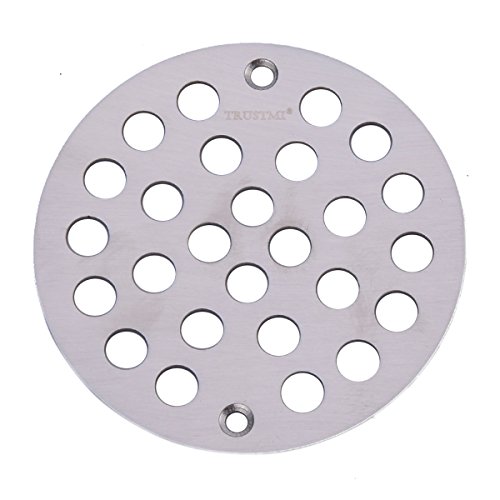 TRUSTMI 4 Inch Screw-in Shower Drain Cover Replacement Floor Strainer, Brushed Stainless