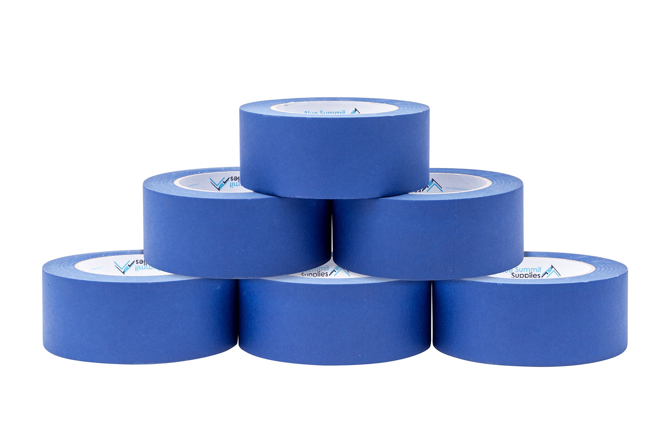 6 Pack 1.88 Inch Blue Painters Tape, Medium Adhesive That Sticks Well but Leaves No Residue Behind, 60 Yards Length, 6 Rolls, 360 Total Yards