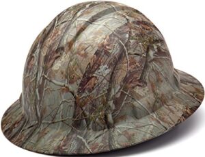 pyramex ridgeline full brim hard hat, 4-point ratchet suspension, matte camo pattern