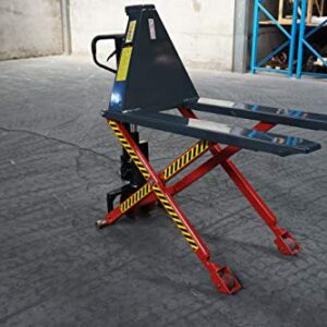 3300LB. Cap, 27" x 45", Lift Height: 3-1/2" to 31-1/2", Manual High Lift Tote Lifters for Skid/Single Sided Pallet Pake Handling Tools