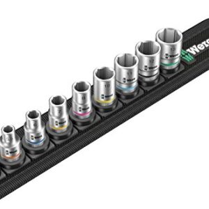 Wera Tools 05003883001 Belt 4 Sock Set 1/4" drv 9 Pieces, One Size, Multi