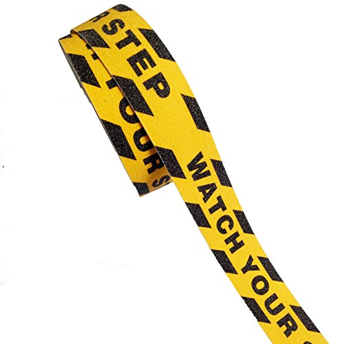 Black Yellow Anti Slip Tape Printed"Watch Your Step" 1.97 Inch x 16.4 Foot Anti-Slip Tape, Floor Tape,Stairs Tape,Safety Tape Roll (Black Yellow)