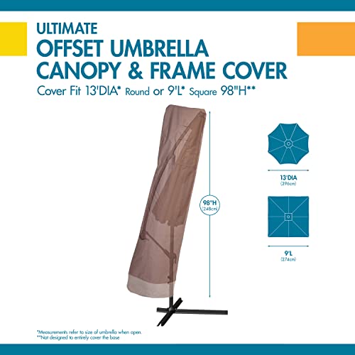 Duck Covers Ultimate Waterproof Patio Offset Umbrella Cover with Integrated Installation Pole, 13 Foot