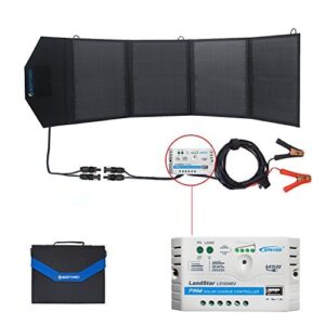 acopower 12v 50w solar charger waterproof foldable camping solar panel kit, 5a charge controller with usb ports