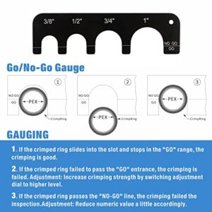 iCrimp PEX Crimping Tool Kit for 3/8 inch, 1/2 inch, 3/4 inch, 1 inch Pex Copper Crimp Rings, c/w PEX Cutter,Go-no-go Gauge, Meets ASTM F1807 Standard