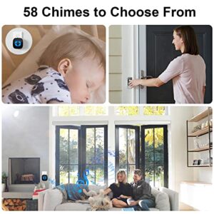 Wireless Doorbell, PHYSEN Door bell Chimes with Mute Mode, 58 Ringtones&5 Volume Levels, Operating at 1300-ft Range, LED Strobe, 2 Transmitters+3 Receivers Waterproof Doorbell Kit for Home/Classroom