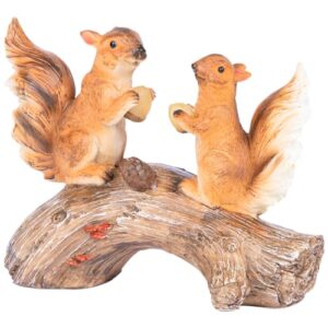 dawhud direct squirrels on a log solar light for home and outdoor decor, squirrels solar powered flickering led garden light backyard woodland decoration