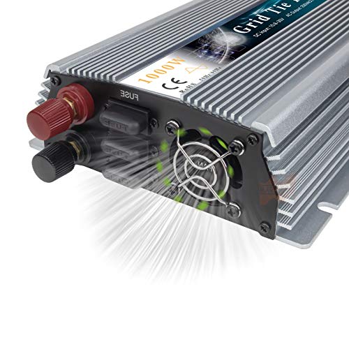 MarsRock 1000W 12V Wind 18V Grid Tie Pure Sine Wave MPPT Solar Power Inverter DC 10.5V-30V AC 110V 120V Workable for USA Selectable Blue Gold Silver Colors (110V Silver)