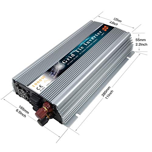 MarsRock 1000W 12V Wind 18V Grid Tie Pure Sine Wave MPPT Solar Power Inverter DC 10.5V-30V AC 110V 120V Workable for USA Selectable Blue Gold Silver Colors (110V Silver)