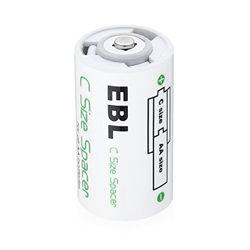 EBL C Size Battery Adapters, AA to C Size Battery Spacer Converter Case Use with Rechargeable AA Battery Cells - 4 Pack