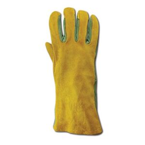 MAGID 6759FL-XL Split Leather Palm Welder's Glove, Men's (Fits), Green, XL (Pack of 12)