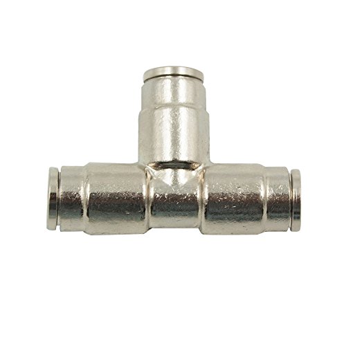 Legines 10pcs Nickel Plated Brass Push to Connect Fitting for High Pressure Mist Cooling System, Misting Tee Slip Lock, 3/8" Tube OD