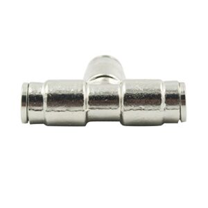 Legines 10pcs Nickel Plated Brass Push to Connect Fitting for High Pressure Mist Cooling System, Misting Tee Slip Lock, 3/8" Tube OD