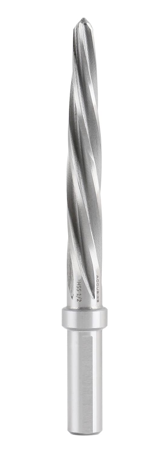 Accusize Industrial Tools High-Speed Steel Spiral Flute Aligning Reamer, 1/2" Cutting Diameter, 1/2" Shank Diameter, 0522-0012