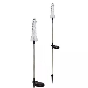 unido box lighthouse solar garden stake light led multi-color, set of 2