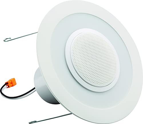 Lithonia Lighting 6SL RD 07LM 3000K 90CRI MW 6-Inch Dimmable LED Module with Integrated Wireless Bluetooth Speaker, 720 Lumens, 120 Volts, 13 Watts, Wet Listed, Matte White