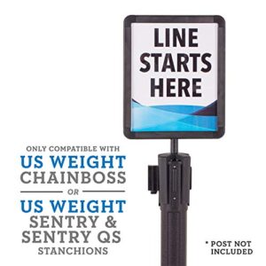 US Weight - U2513 Plastic Stanchion Sign Holder with Plexiglass Covers for USW ChainBoss and Sentry Stanchions