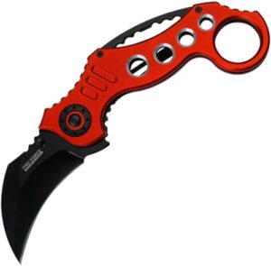 7.5" spring assisted folding pocket karambit tactical knife red handle