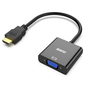 benfei hdmi to vga, gold-plated hdmi to vga adapter (male to female) compatible for computer, desktop, laptop, pc, monitor, projector, hdtv, chromebook, raspberry pi, roku, xbox and more - black