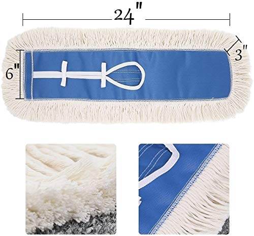 24 Inch Industrial Strength Cotton Dust Mop Head Refill, Replacement Head for Home, Industrial and Commercial Use, Fits Standard Size Mop Frame 1pc