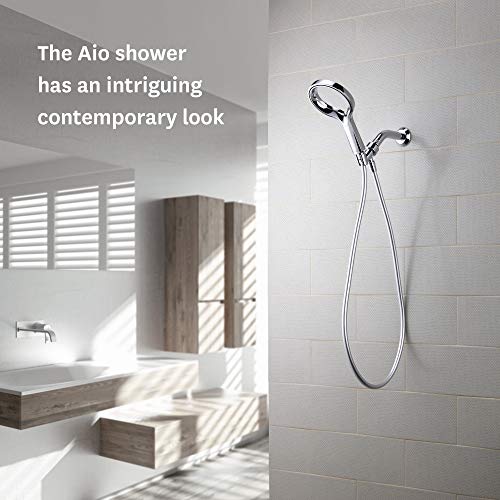 Methven Aio Removable Handheld Shower Head with High Pressure Water Jets, Hose, and Adjustable Arm Mount | Water Saving & High Pressure Spray Technology, Chrome